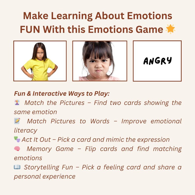 Emotions Matching Game – Printable Feelings Flashcards | Montessori ...