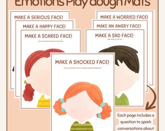 Play Dough Mat Faces for Emotions and Feelings, Playdough Activity ...