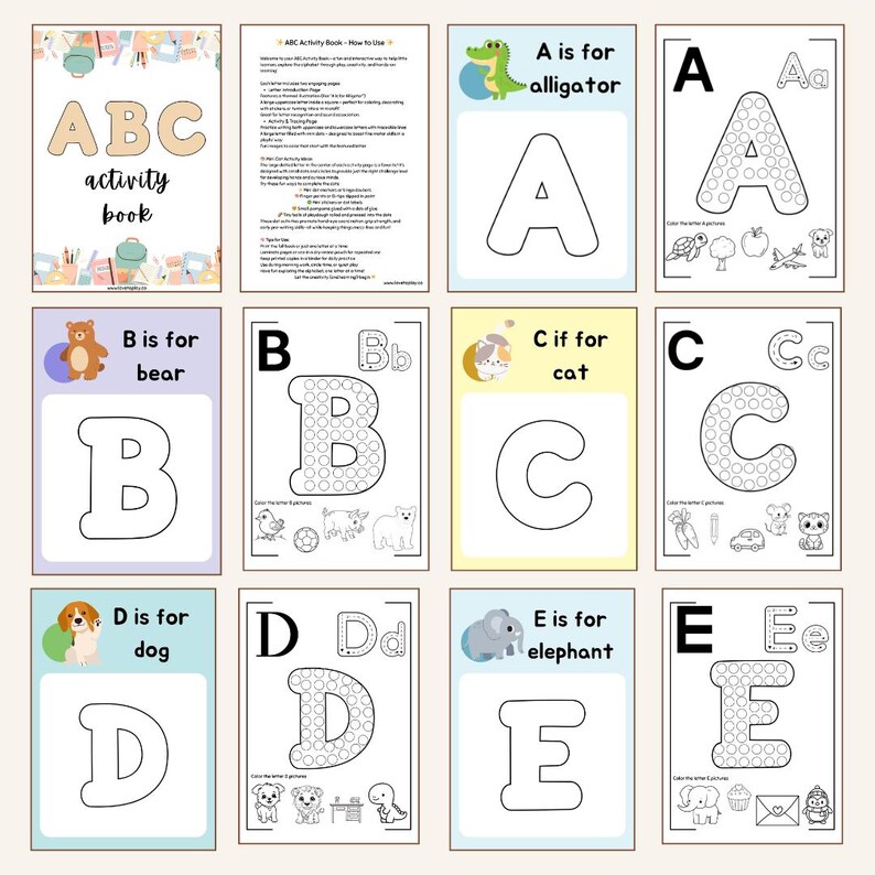 Learn the Abcs Through Play! A-Z Activity Book With Mini Dots for ...