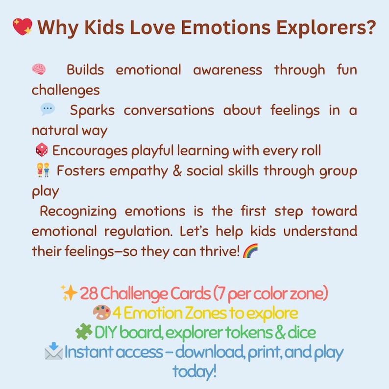 Emotions Explorers Game: Printable Board Game for Kids (DIY) - Etsy