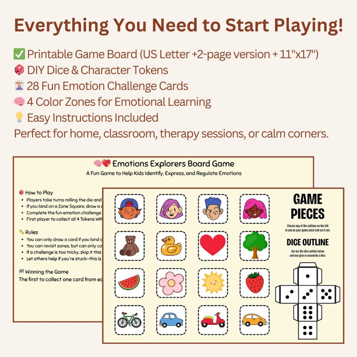 Emotions Explorers Game: Printable Board Game for Kids (DIY) - Etsy