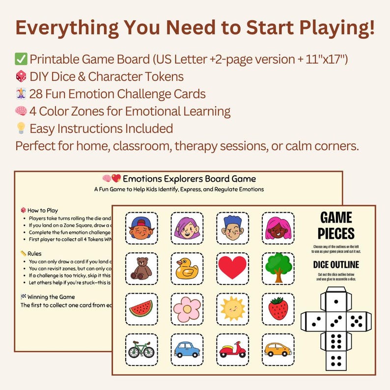 Emotions Explorers Game: Printable Board Game for Kids (DIY) - Etsy