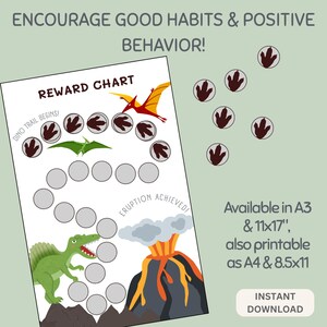 Dinosaur Reward Chart | Printable Toddler Reward Chart | Sticker ...