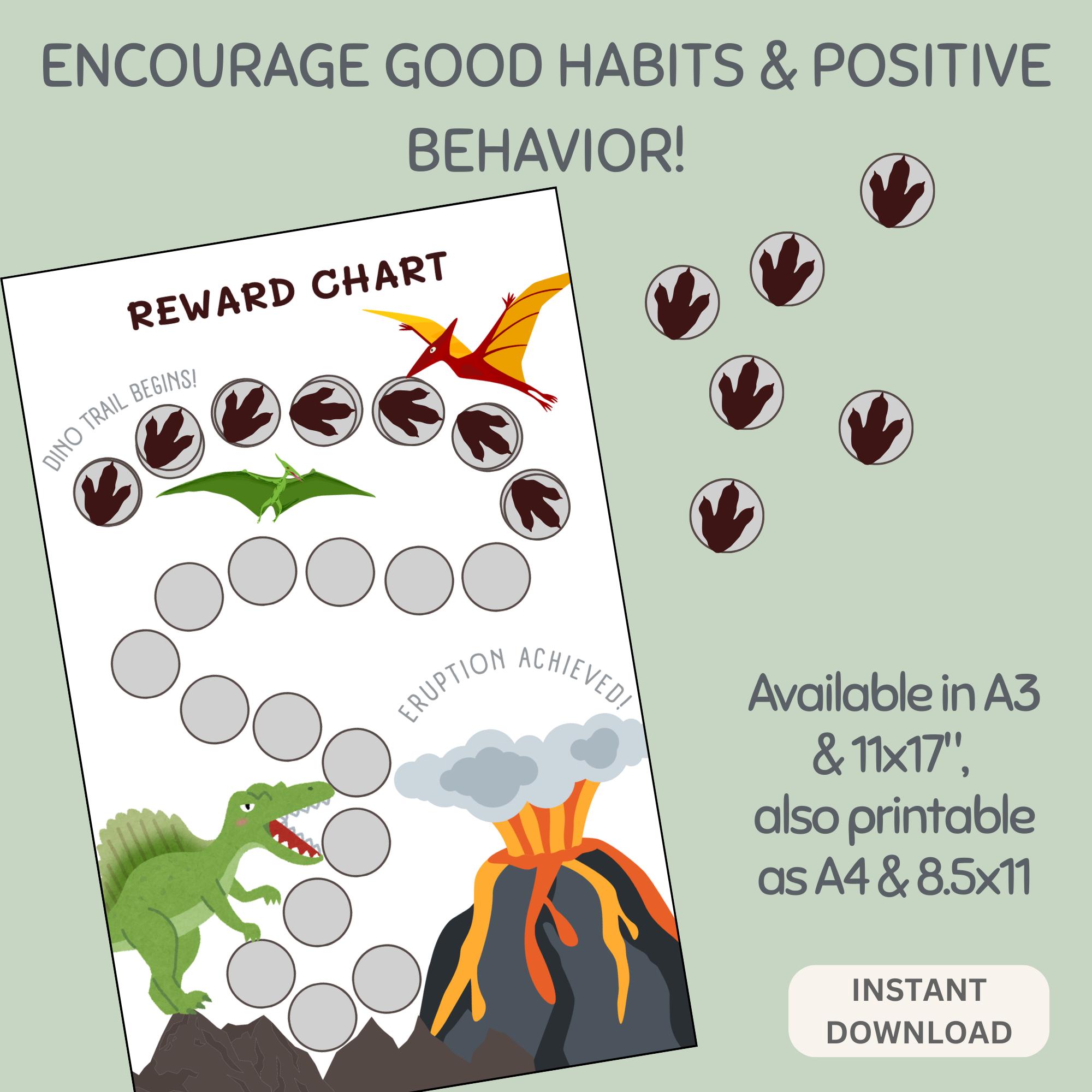 Dinosaur Reward Chart | Printable Toddler Reward Chart | Sticker ...
