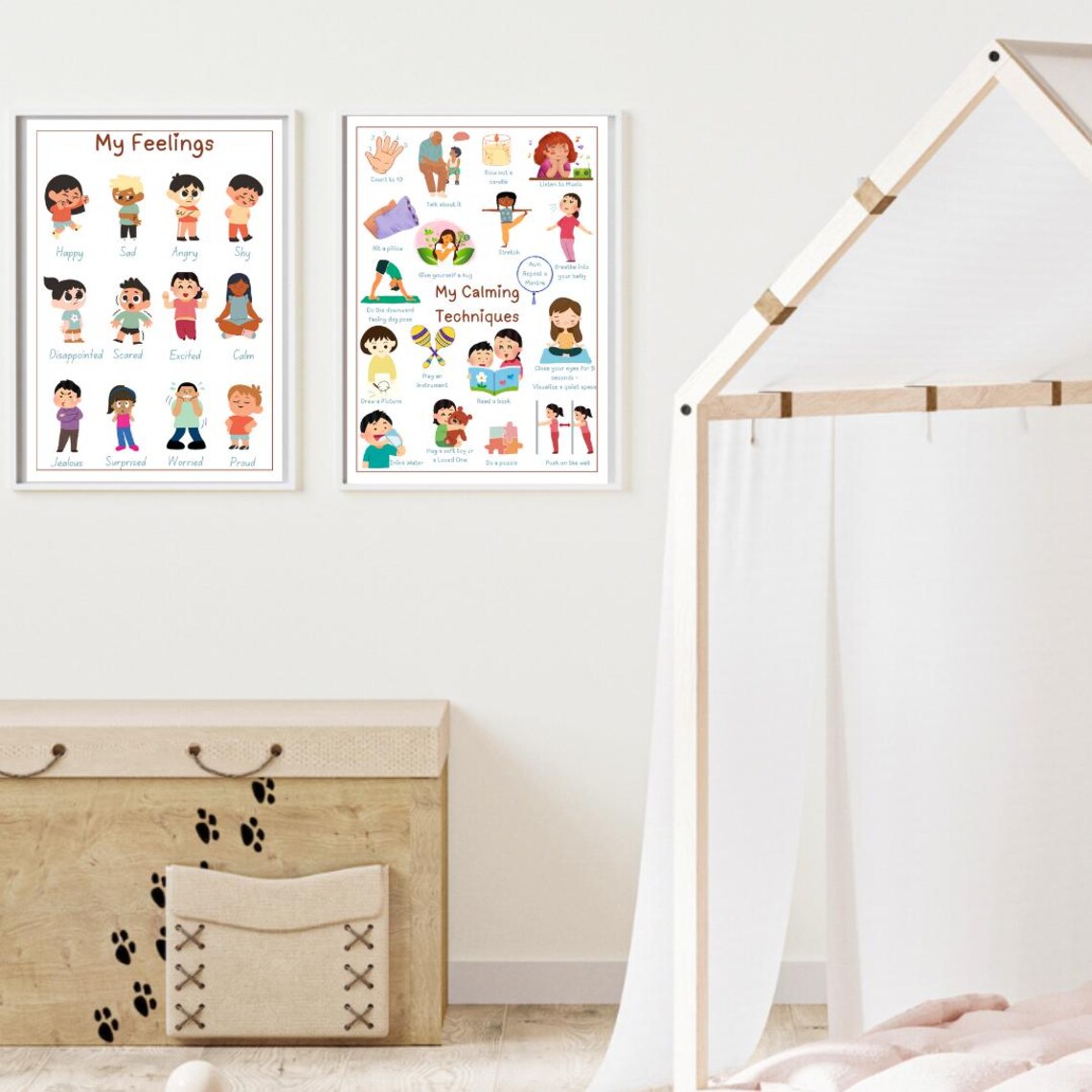 Calm Corner Poster Set: Feelings Chart & Calming Techniques (digital ...