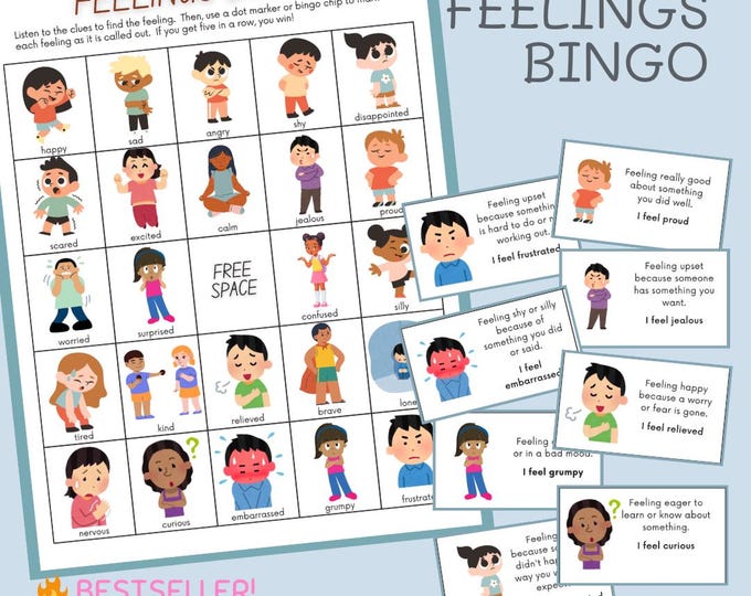 Feelings Bingo Game for Kids | Emotions Learning Activity | Printable ...