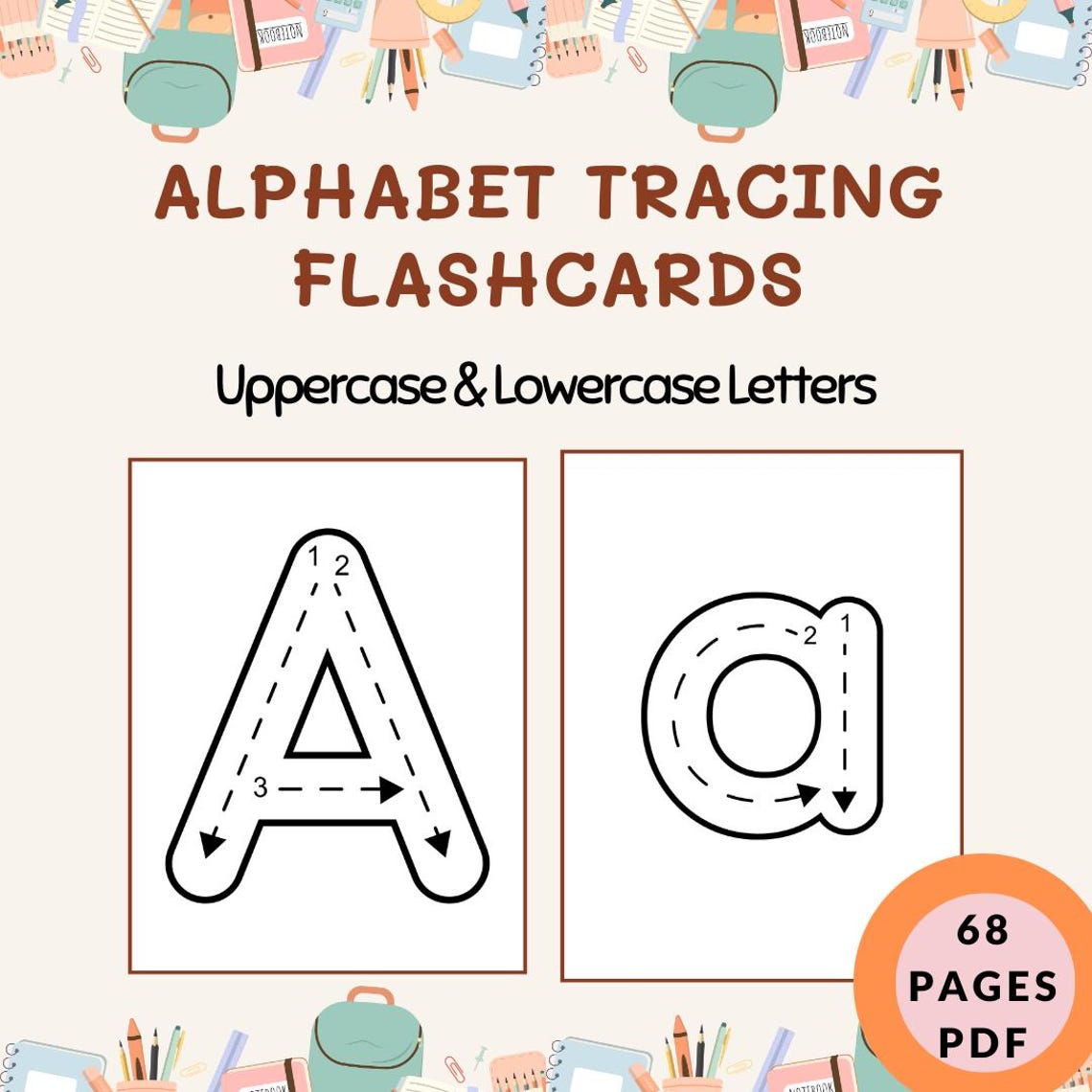 Tracing Alphabet Flashcards PDF | Uppercase & Lowercase Letters A-Z ...