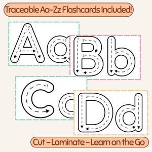 Tracing Alphabet Flashcards PDF | Uppercase & Lowercase Letters A-Z ...