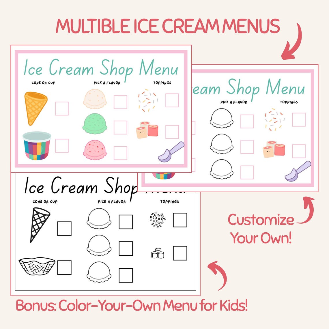Ice Cream Shop Dramatic Play Printables | Pretend Play Ice Cream Stand ...