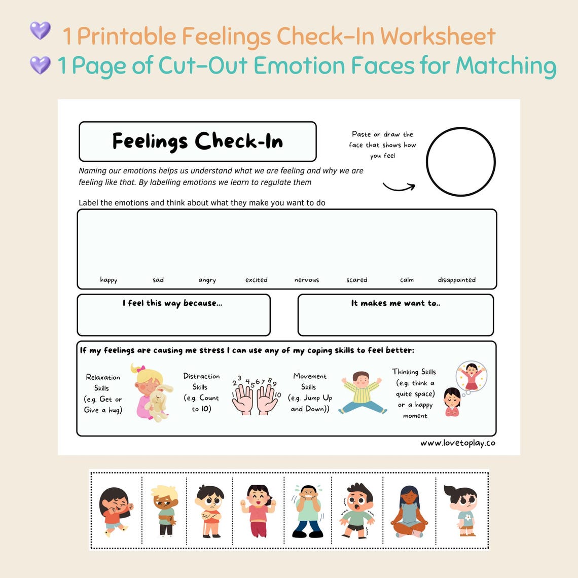 Feelings Check-in Worksheet for Kids | Emotions Chart | SEL Printable ...