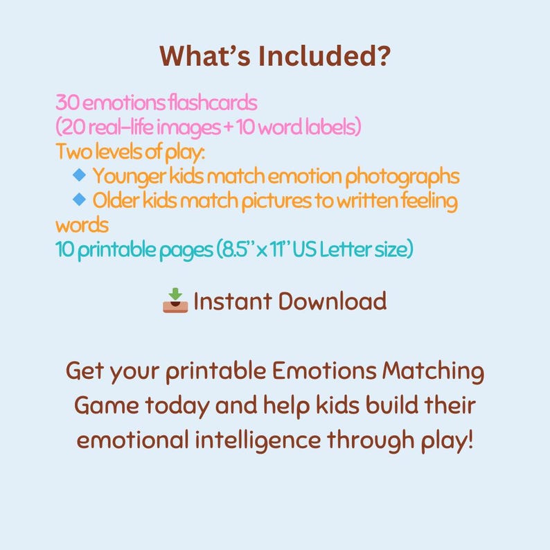 Emotions Matching Game – Printable Feelings Flashcards | Montessori ...