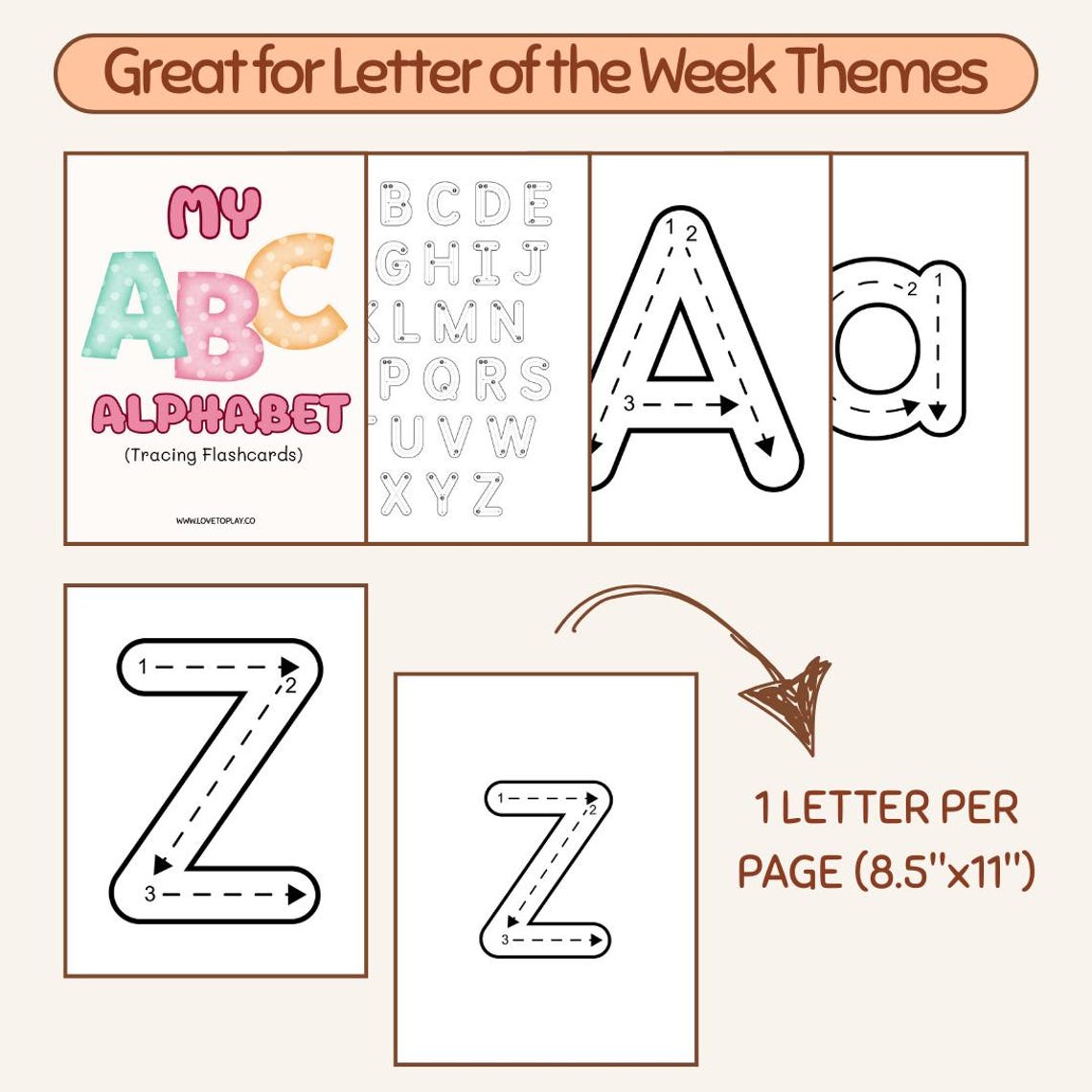 Tracing Alphabet Flashcards PDF | Uppercase & Lowercase Letters A-Z ...