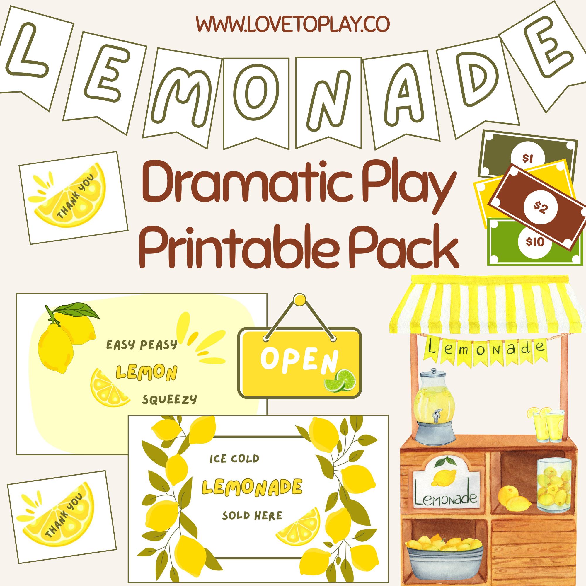 Lemonade Stand Dramatic Play Printable Kit | Summer Activity ...