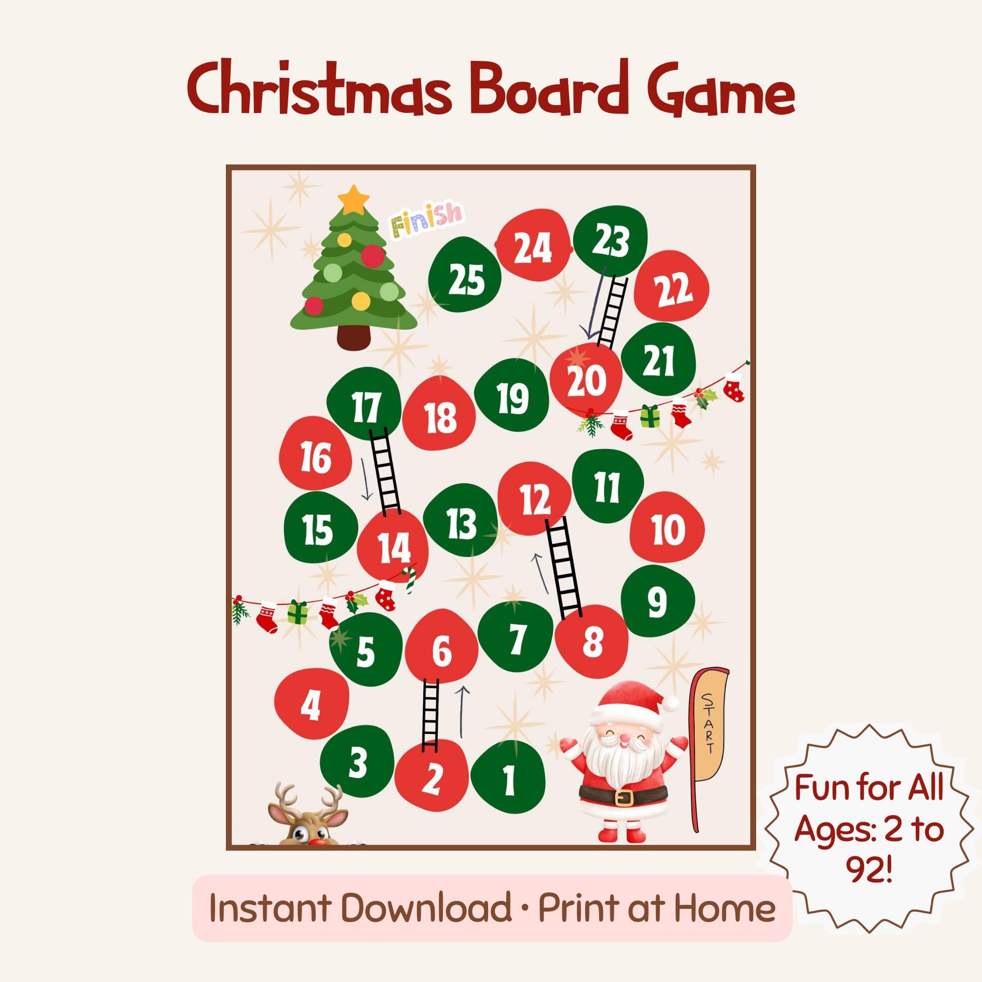 PRINTABLE Christmas Board Game | DIY Christmas GIFT| Xmas Family Party ...