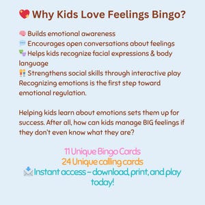 Feelings Bingo Game for Kids | Emotions Learning Activity | Printable ...