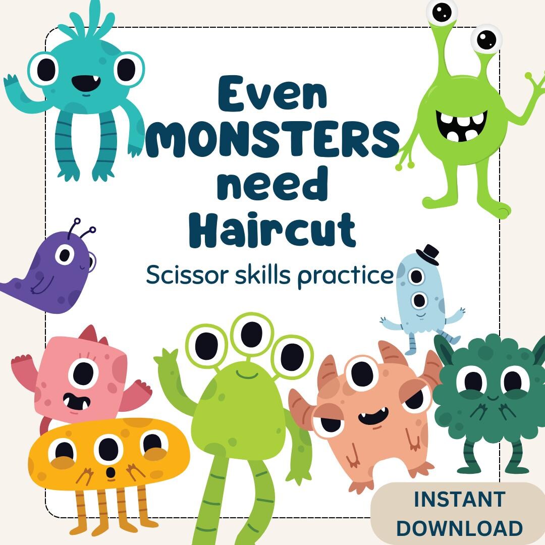 Monster Haircut Scissor Practice | Fine Motor Cutting Activity for ...