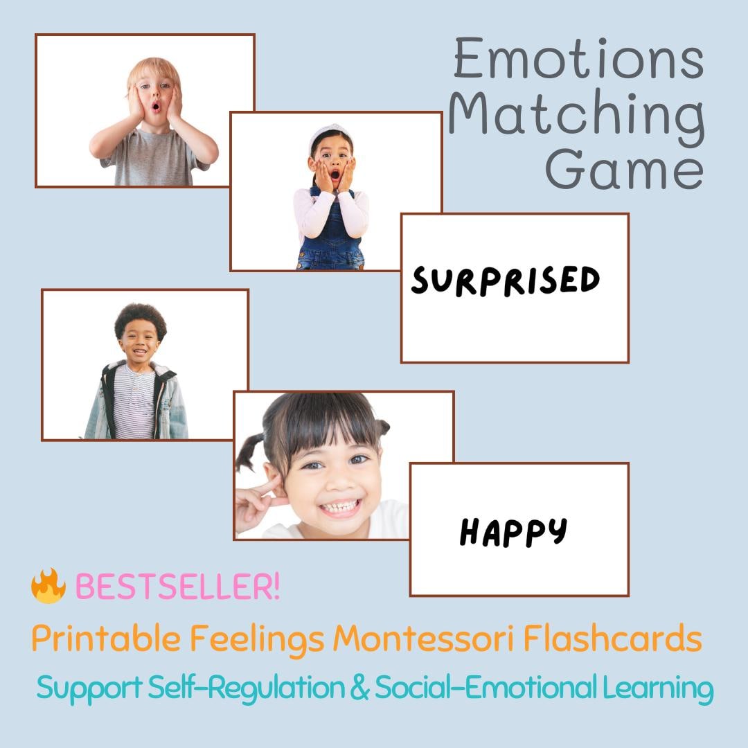 Emotions Matching Game – Printable Feelings Flashcards | Montessori ...
