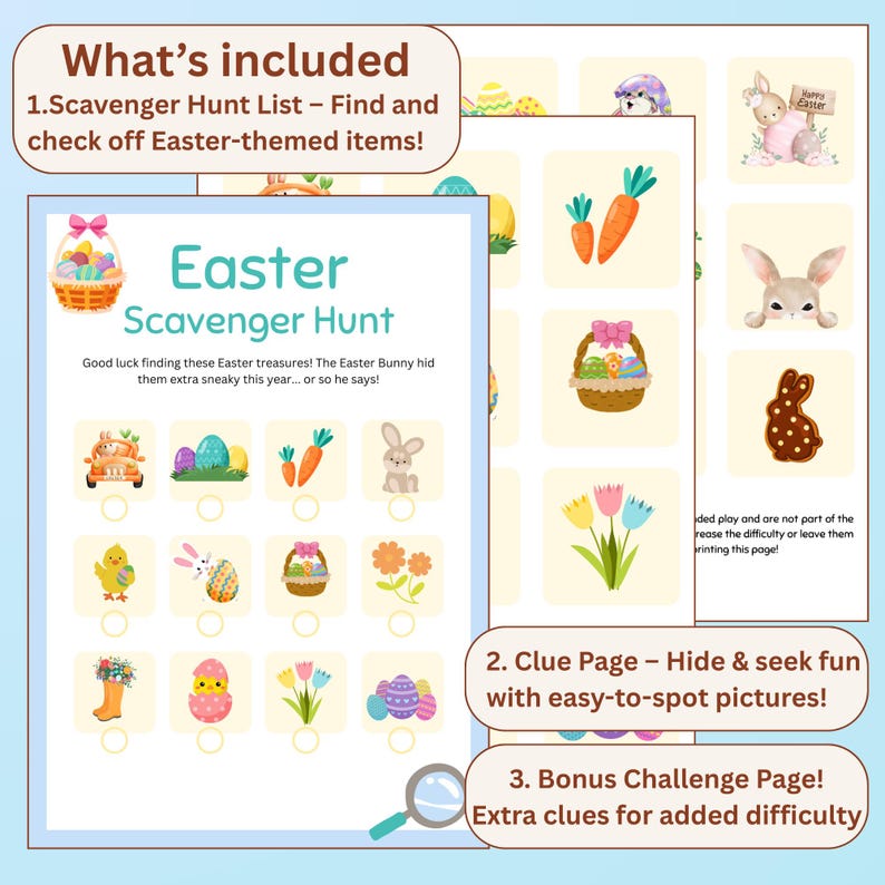 Easter Scavenger Hunt for Kids – Indoor or Outdoor Printable Game – Fun ...