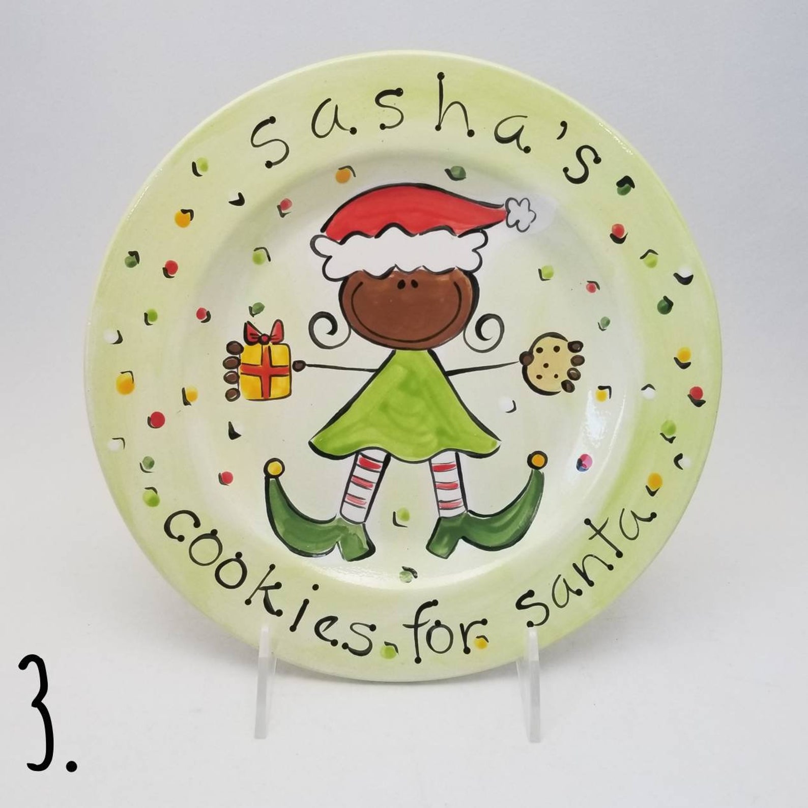 Cookies for Santa Plate With Elf /hand Painted Plate / Personalized ...
