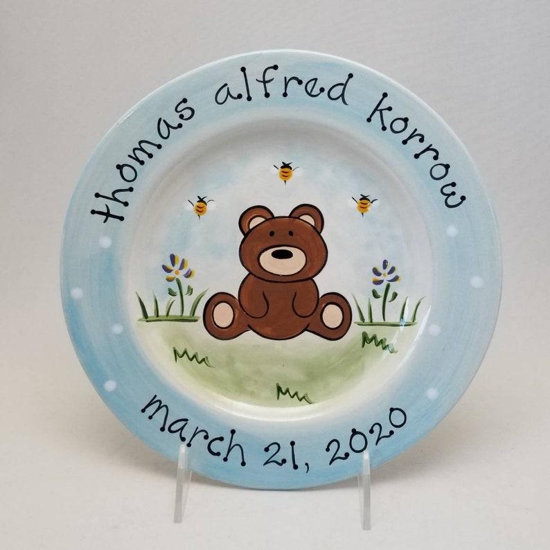 Personalized Baby Plate / Custom Birth Gift / Hand Painted - Etsy
