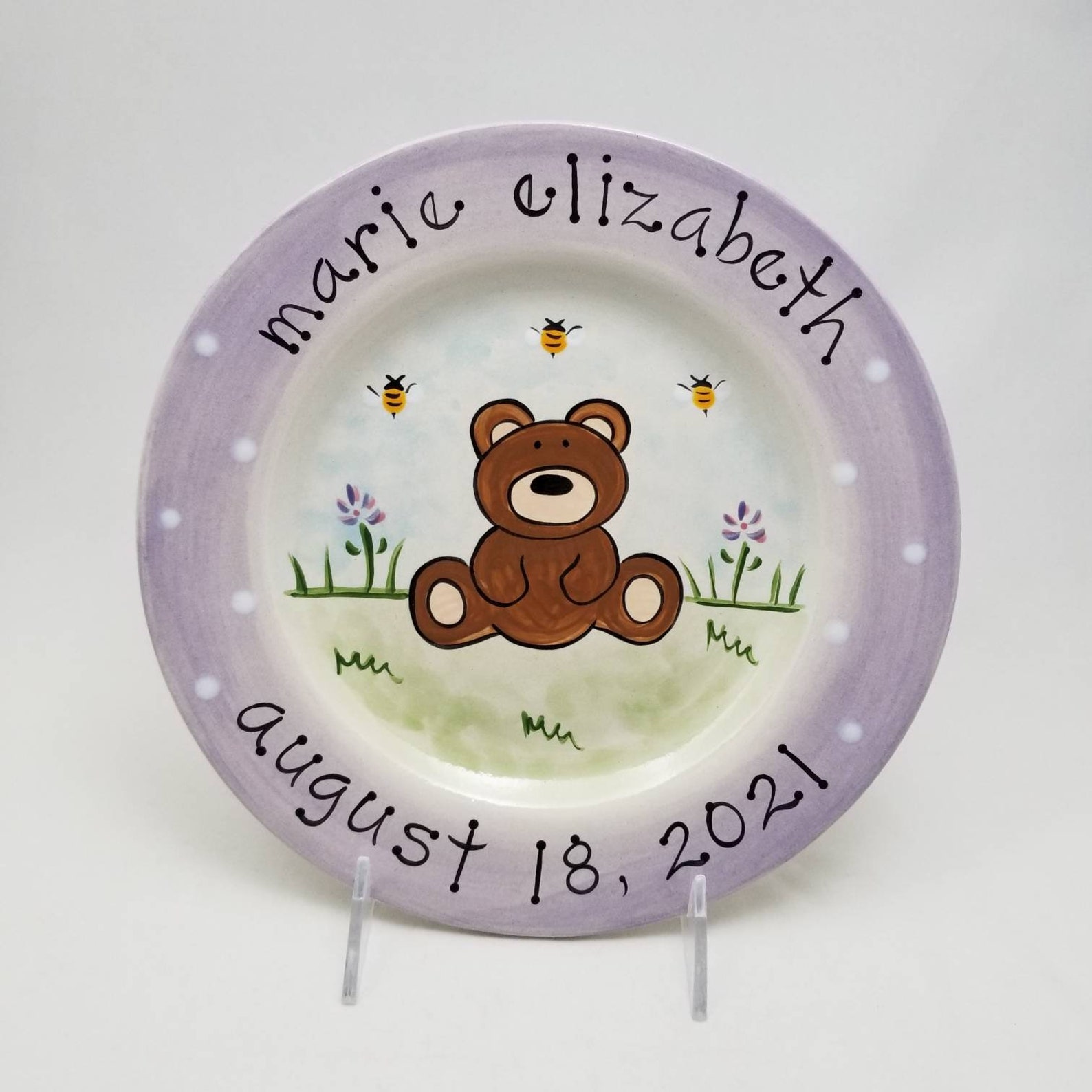 Personalized Baby Plate / Custom Birth Gift / Hand Painted | Etsy