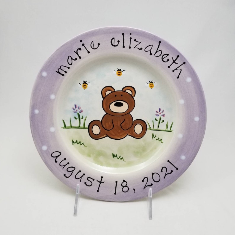 Personalized Baby Plate / Custom Birth Gift / Hand Painted | Etsy