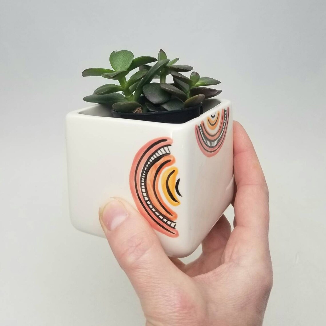 Hand Painted Ceramic Planter / Square Planter / Modern Planter / Cube ...
