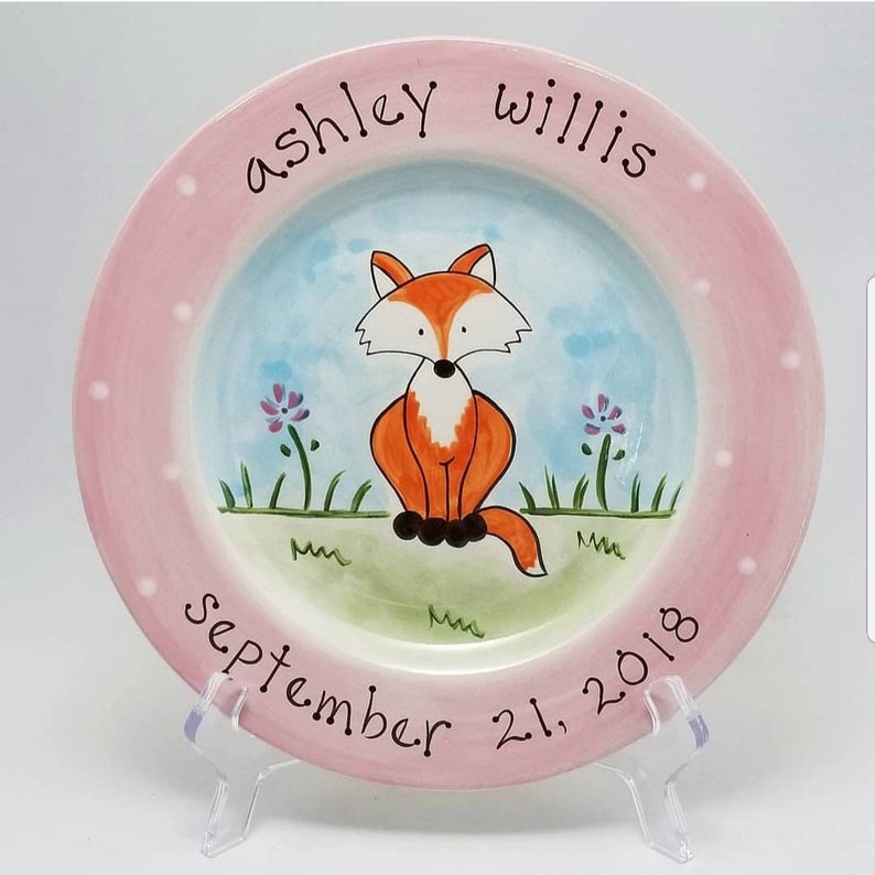 Personalized Baby Plate / Custom Birth Gift / Hand Painted Baby Gift ...