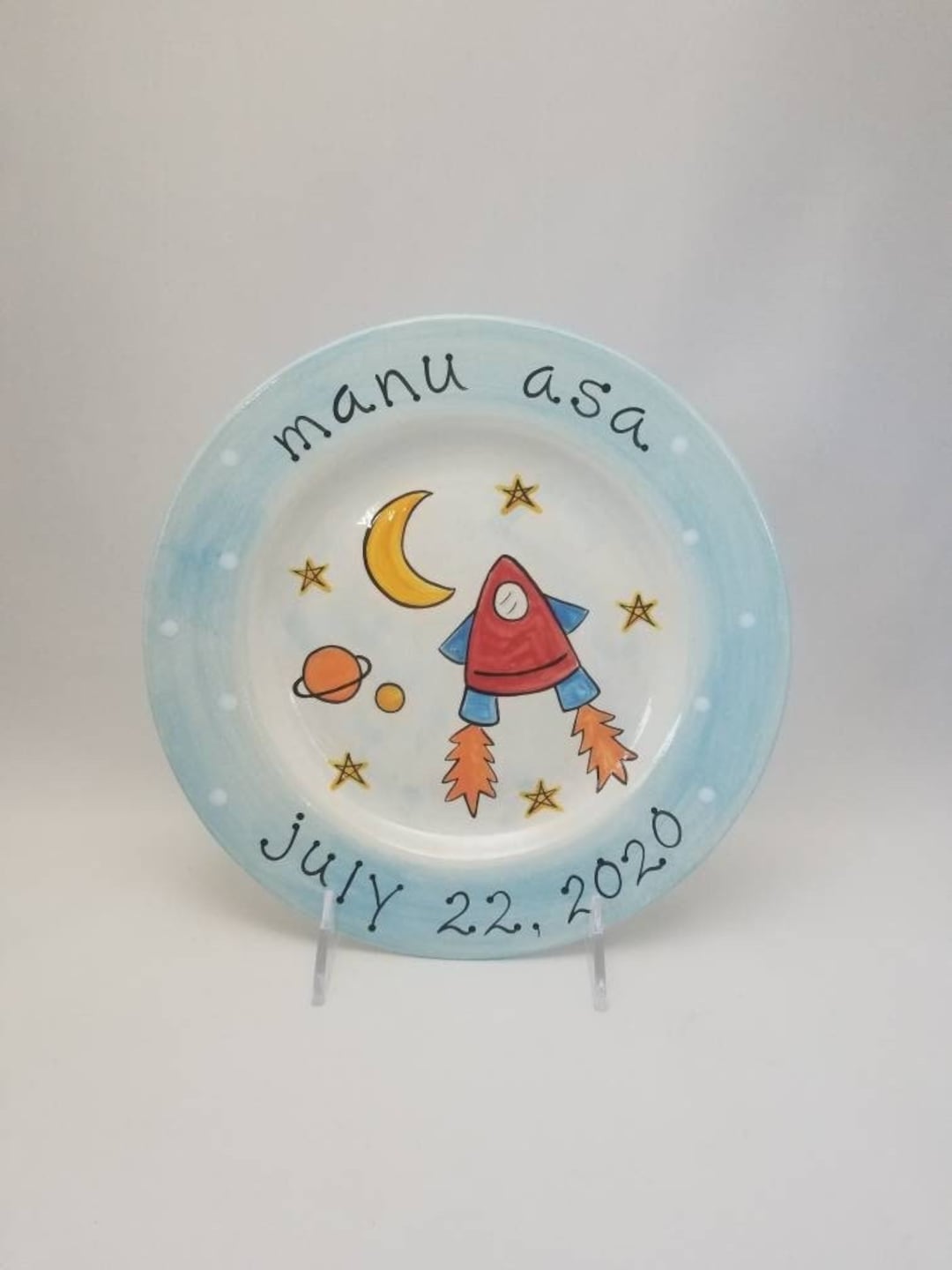 Personalized Baby Plate / Custom Birth Gift / Hand Painted Birth Plate ...