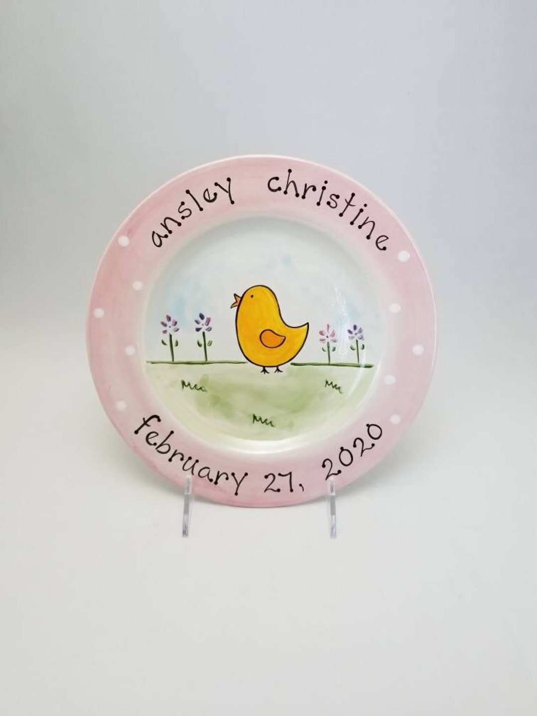 Personalized Baby Plate / Custom Birth Gift / Baby Chick / Easter Plate ...