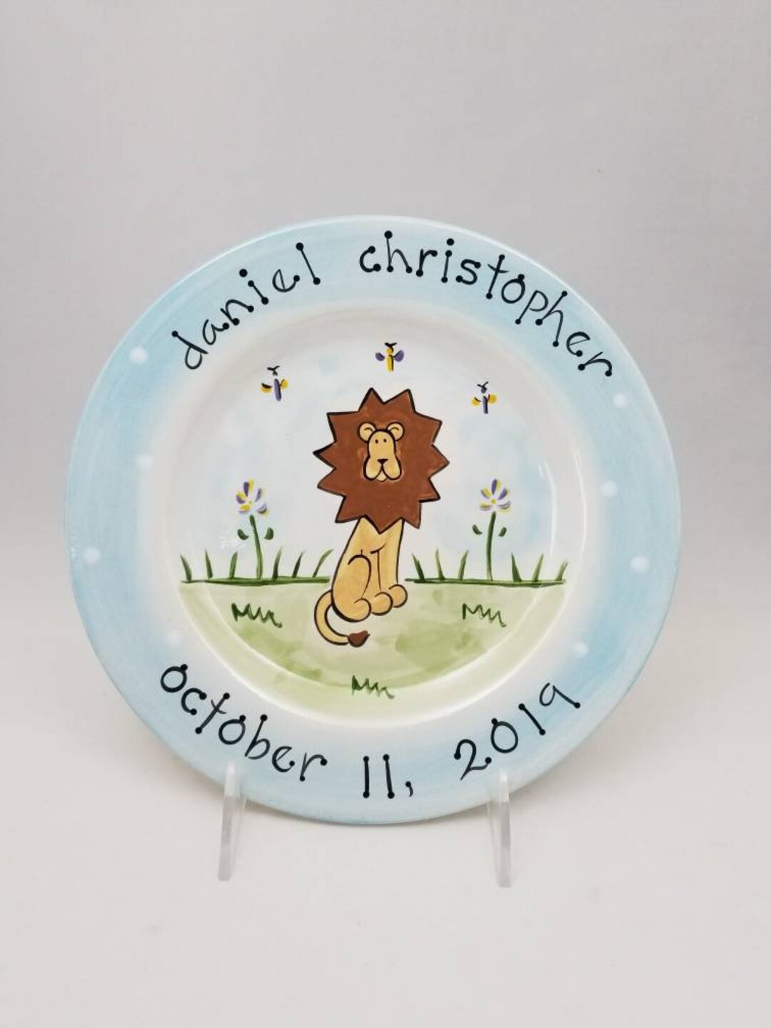 Personalized Baby Plate / Custom Birth Gift / Hand Painted Baby Plate ...