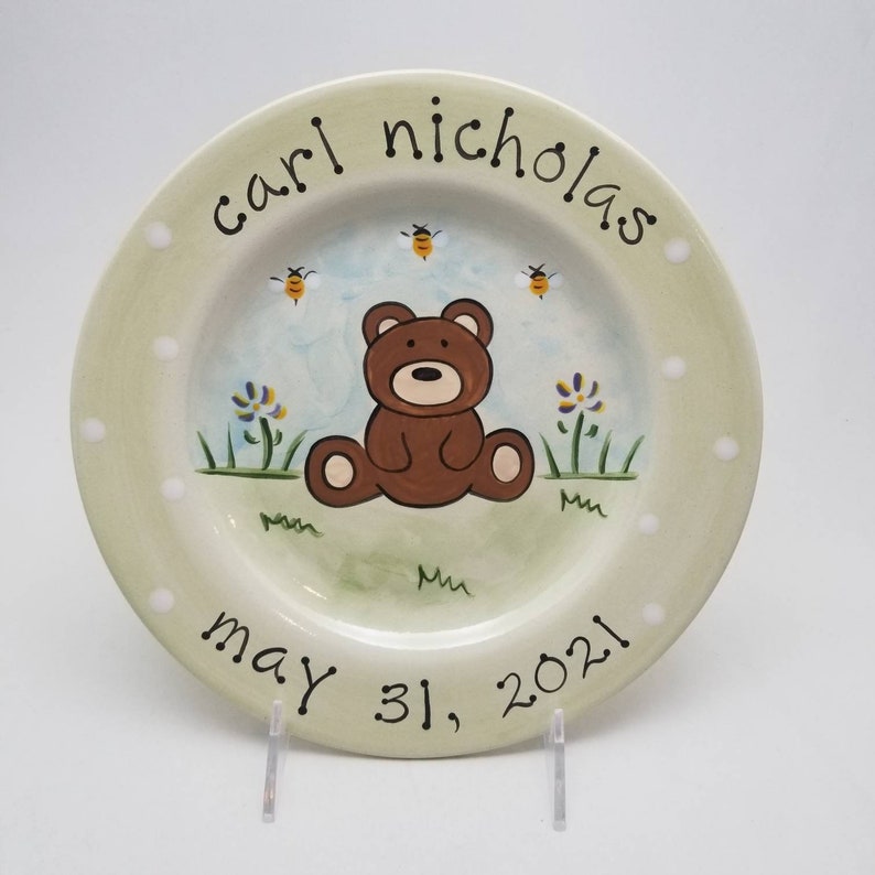 Personalized Baby Plate / Custom Birth Gift / Hand Painted | Etsy