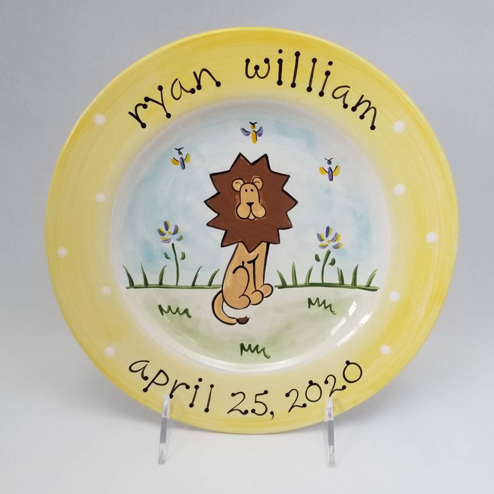 Personalized Baby Plate / Custom Birth Gift / Hand Painted | Etsy