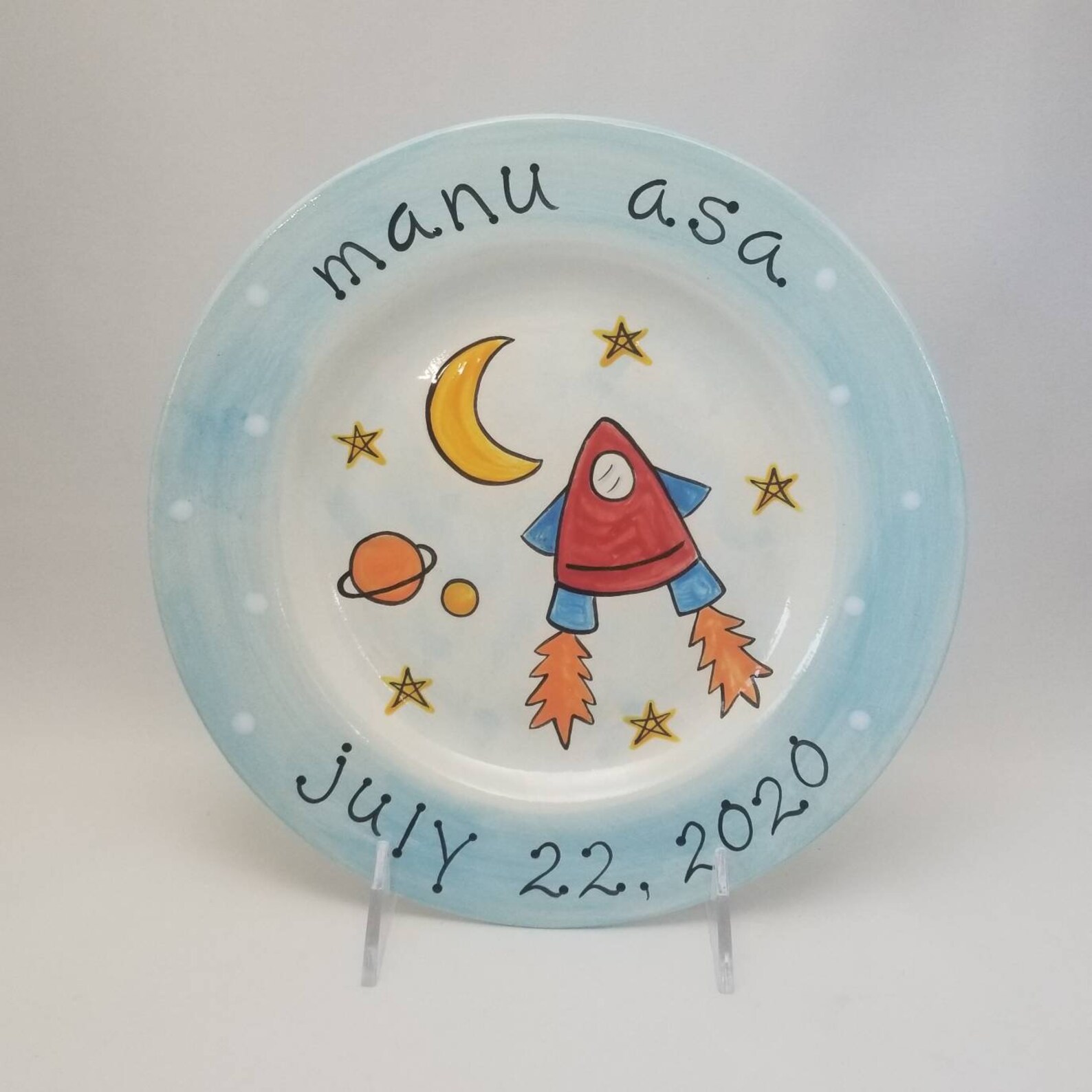 Personalized Baby Plate / Custom Birth Gift / Hand Painted Birth Plate ...