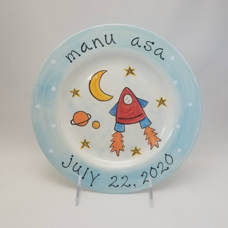 Personalized Baby Plate / Custom Birth Gift / Hand Painted - Etsy