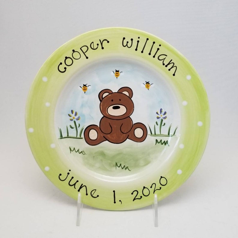 Personalized Baby Plate / Custom Birth Gift / Hand Painted - Etsy