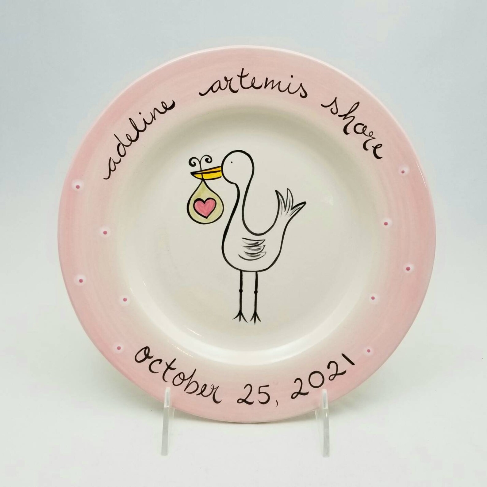 Stork Personalized Baby Plate / Custom Birth Gift / Hand - Etsy