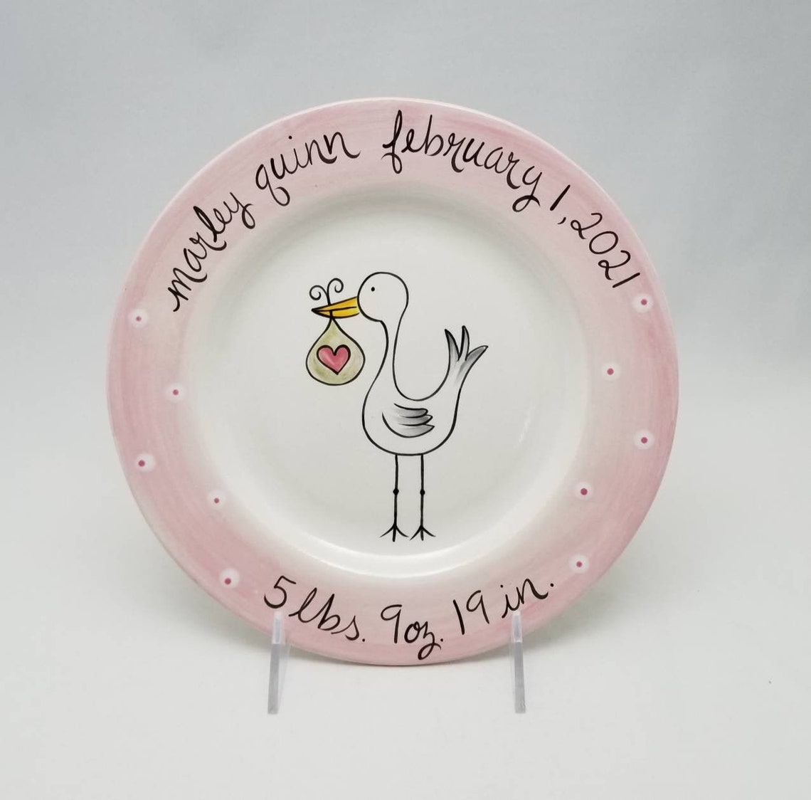 Stork Personalized Baby Plate / Custom Birth Gift / Hand - Etsy