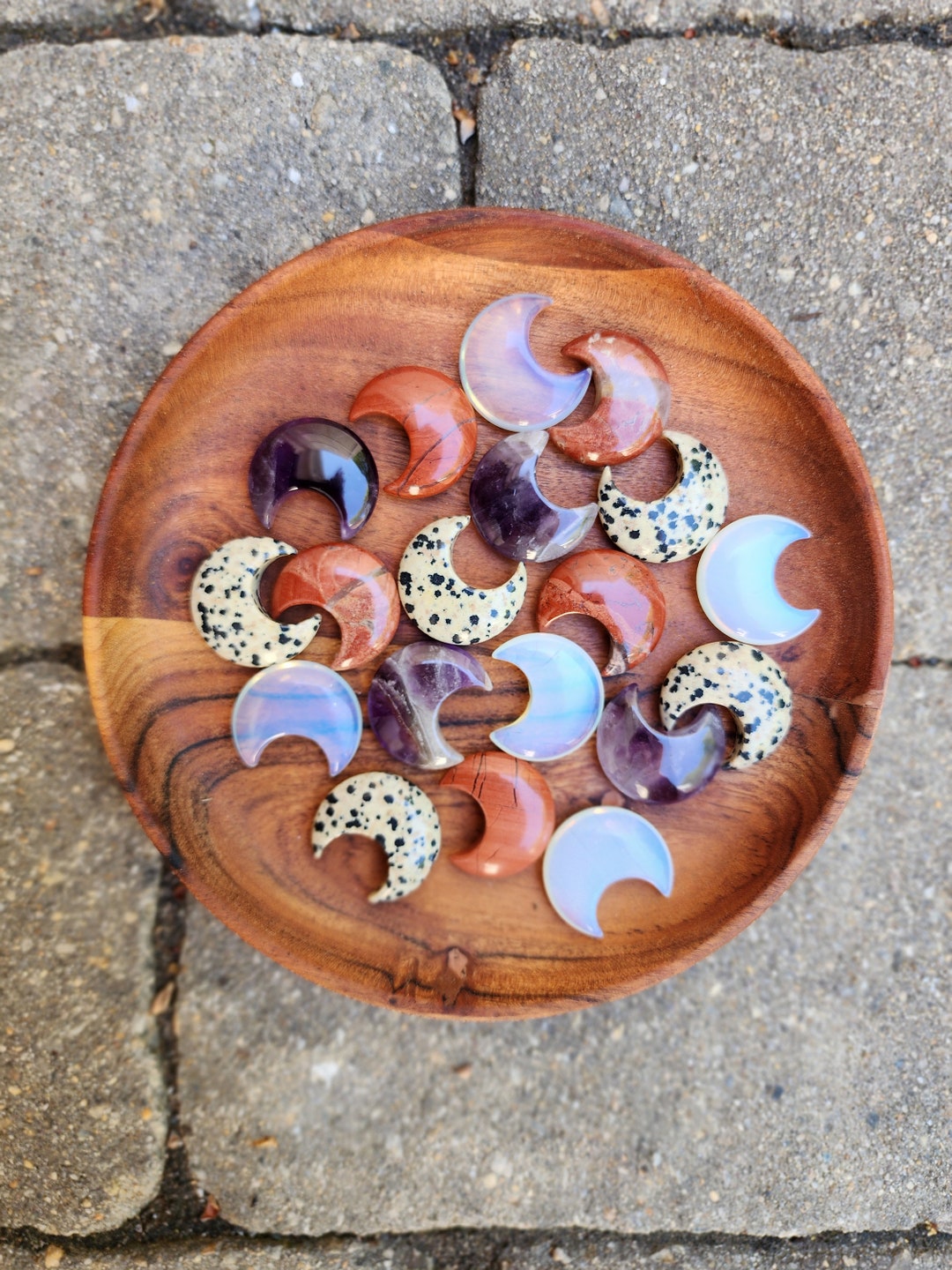 Crescent Moon Shaped Crystal / Worry Stone / Meditation Stone / Pocket ...