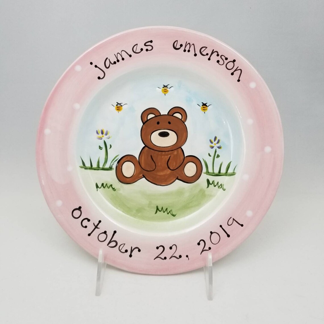 Personalized Baby Plate / Custom Birth Gift / Hand Painted Baby Plate ...