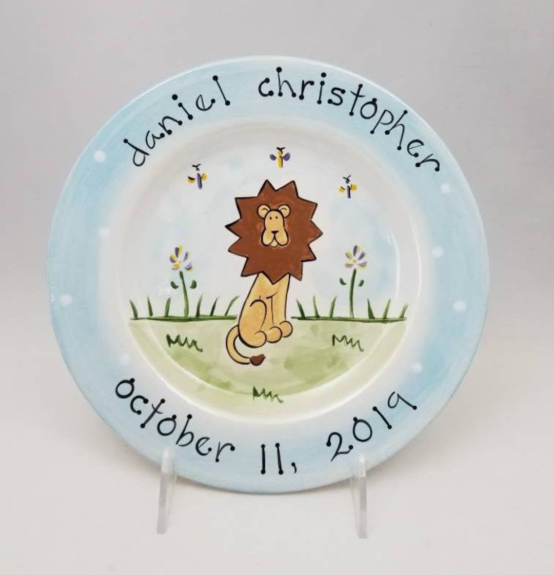 Personalized Baby Plate / Custom Birth Gift / Hand Painted Baby Plate ...