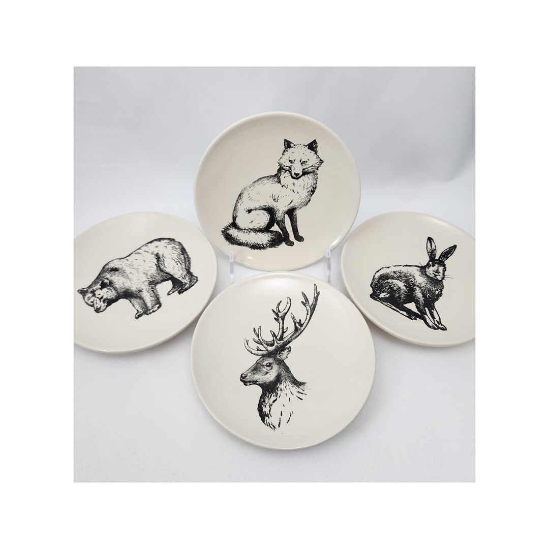 Small Snack Plate With Animal Silkscreen Design / Dessert Plate ...
