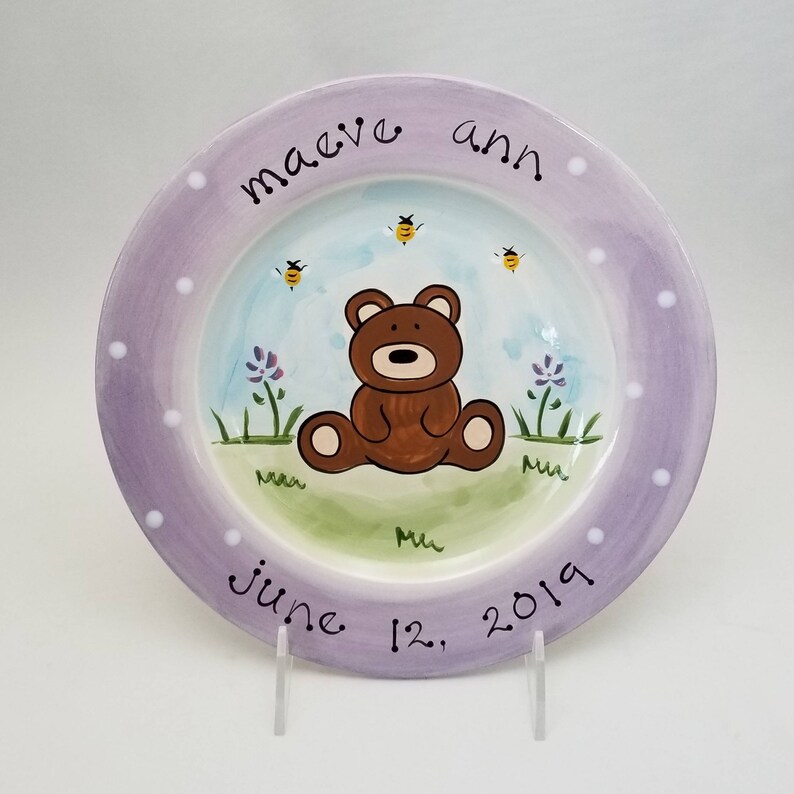 Personalized baby plate / custom birth gift / hand painted | Etsy