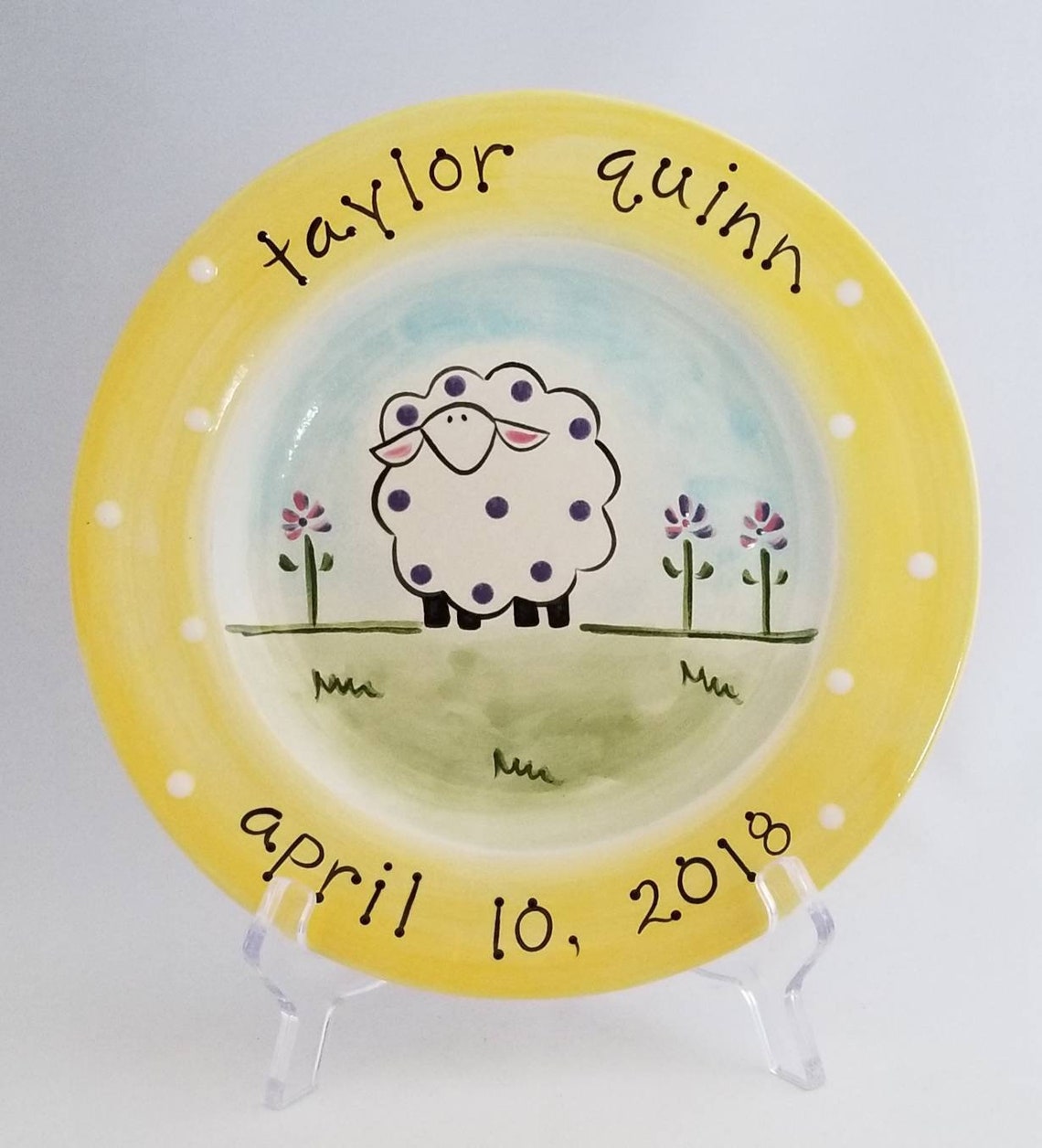 Personalized Baby Plate / Custom Birth Gift / Hand Painted Baby Plate ...