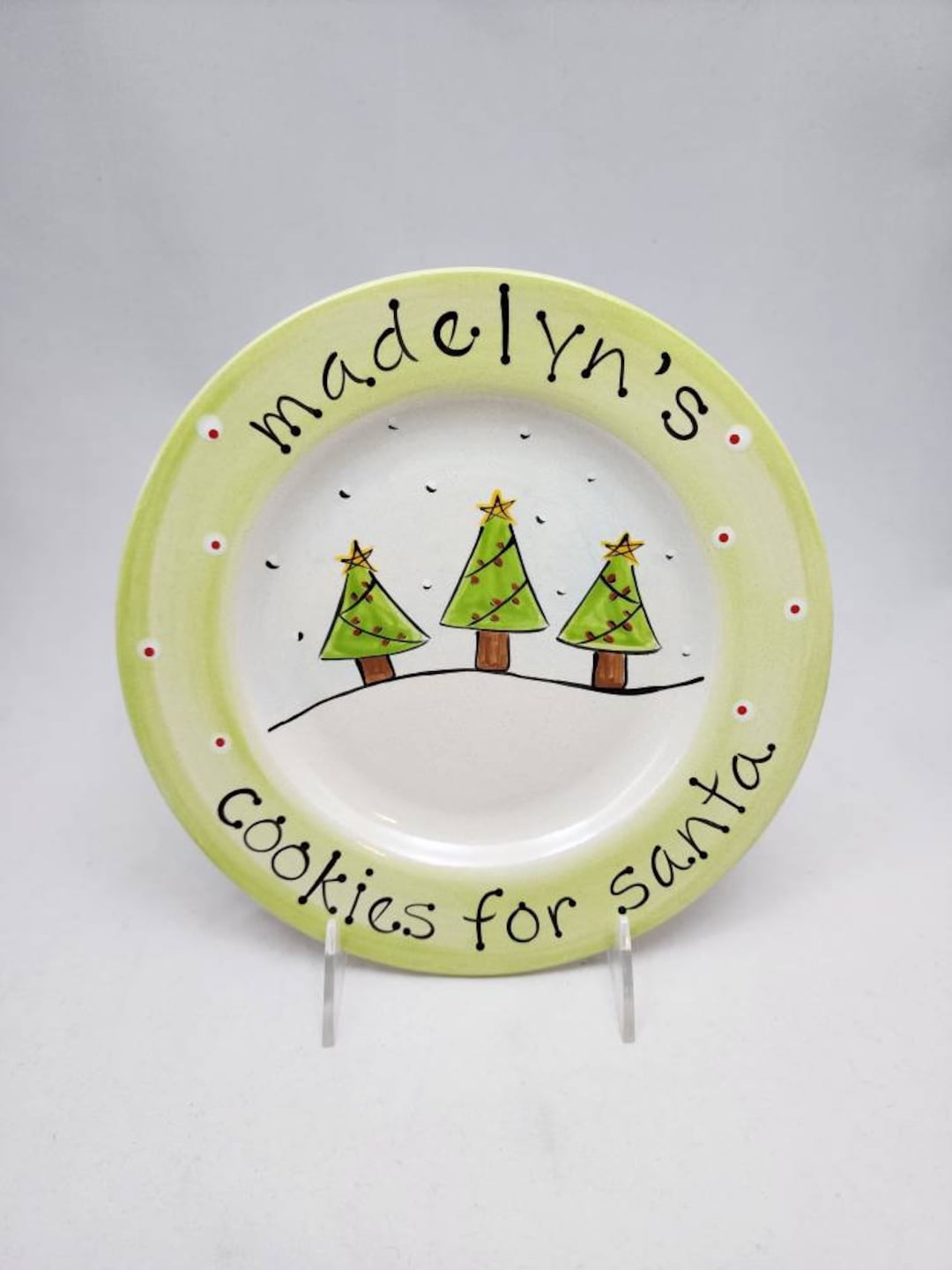 Cookies for Santa Plate With Christmas Tree Design / Personalized ...