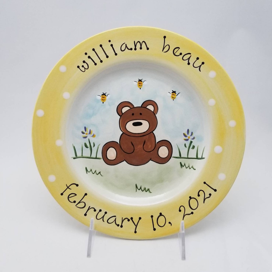 Personalized Baby Plate / Custom Birth Gift / Hand Painted | Etsy