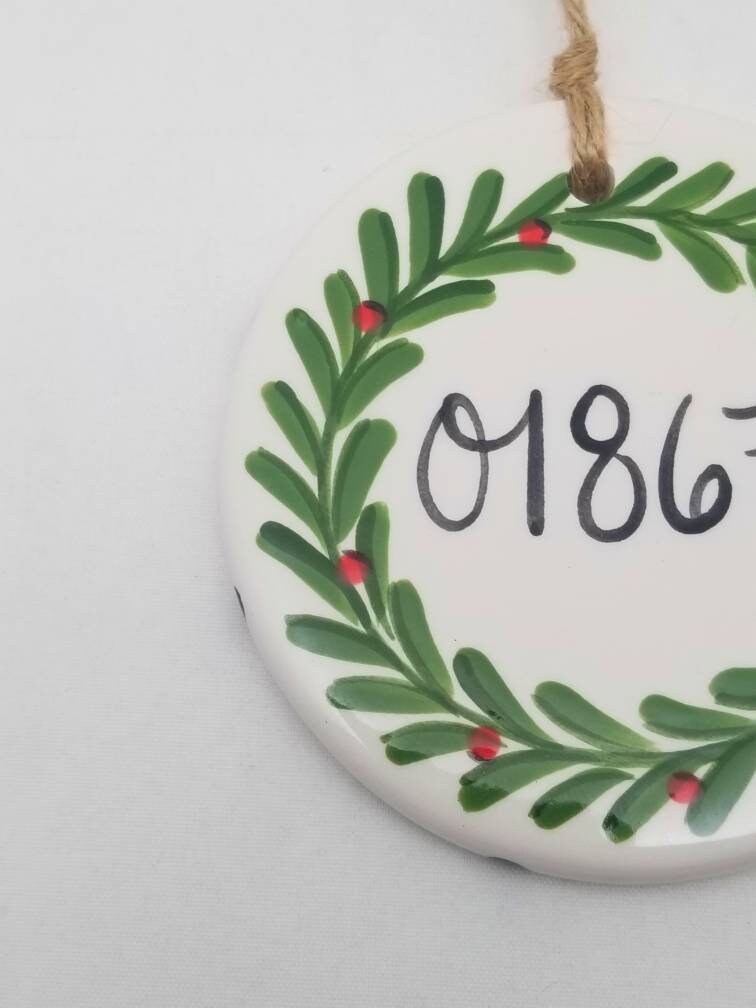 Zip Code Ornament / Christmas Ornament / Holiday Wreath | Etsy