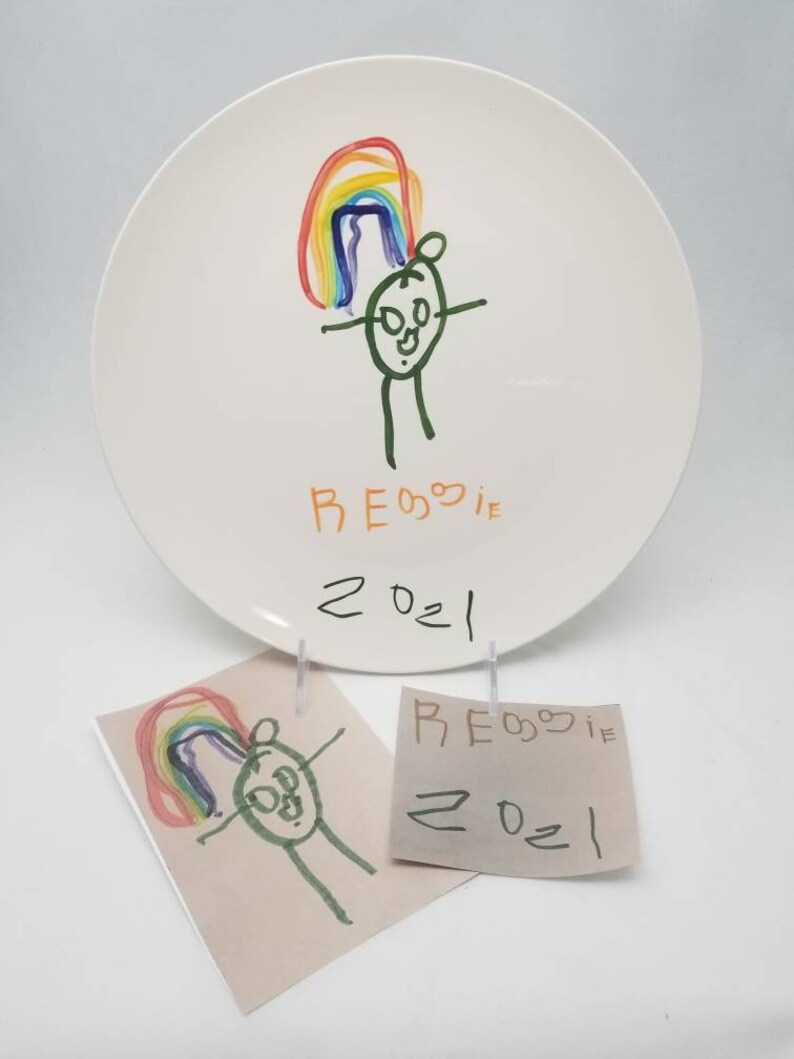 Child's Drawing Transfer / Ceramic Plate / Kid Artwork / Drawing Plate ...