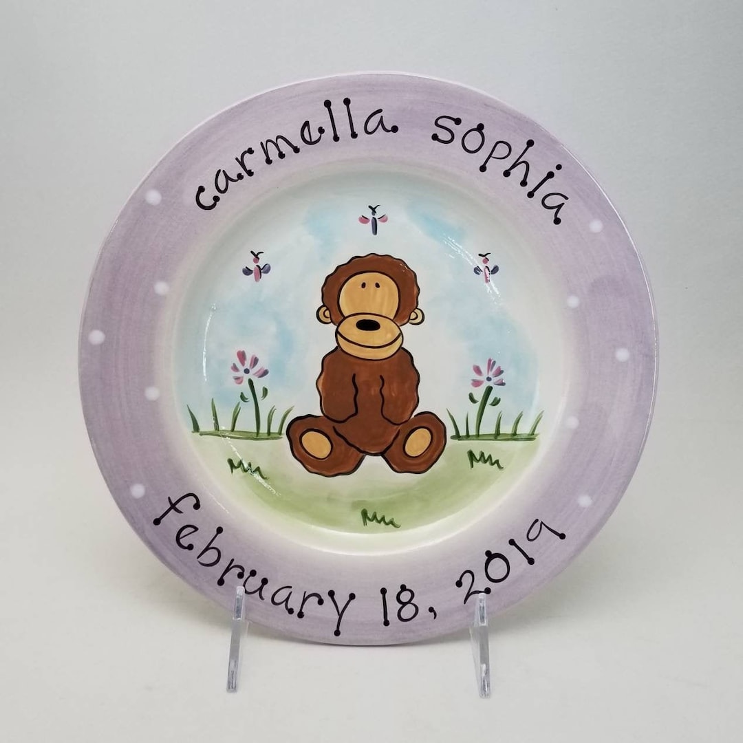 Personalized Baby Plate / Custom Birth Gift / Hand Painted Baby Plate ...