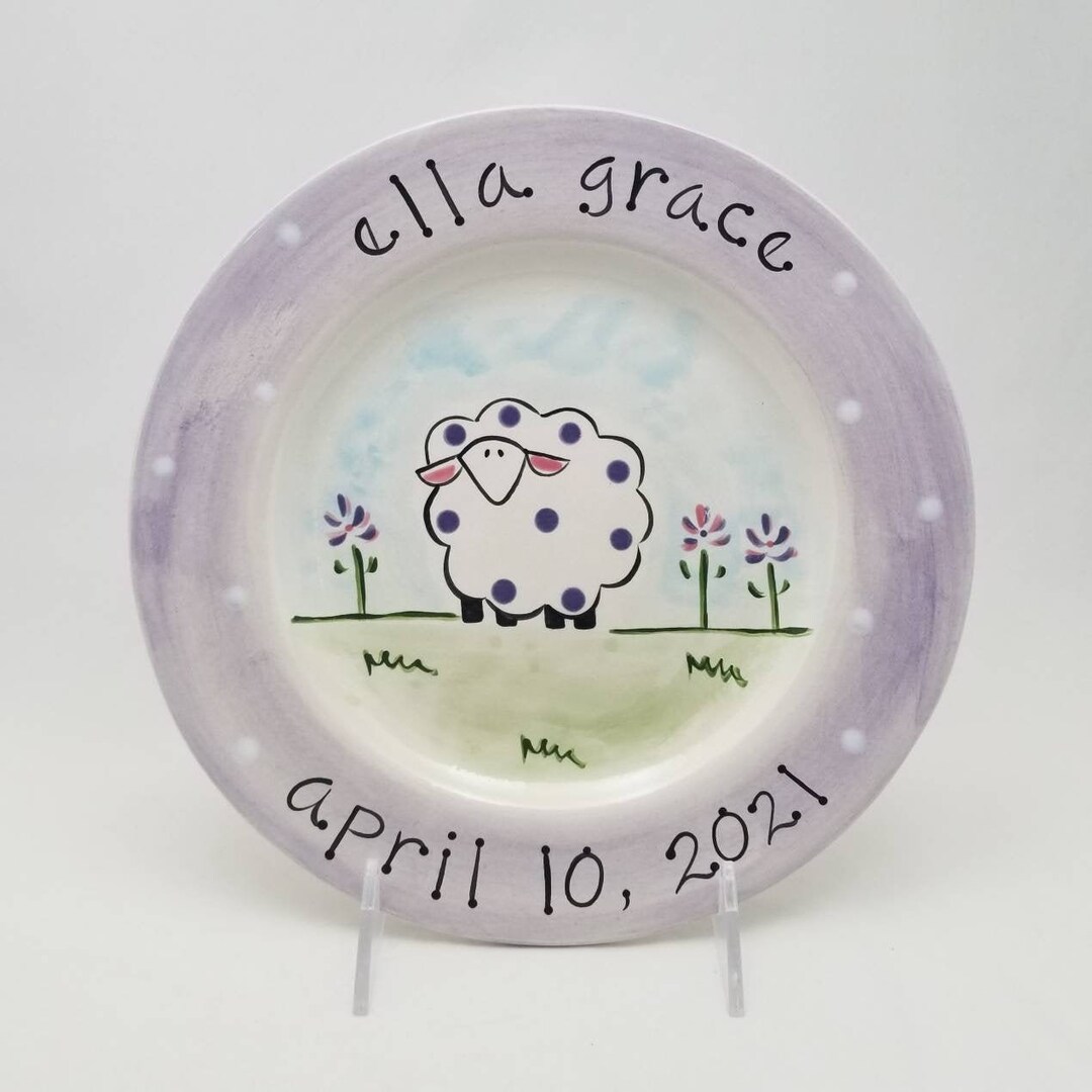 Personalized Baby Plate / Custom Birth Gift / Hand Painted Baby Plate ...